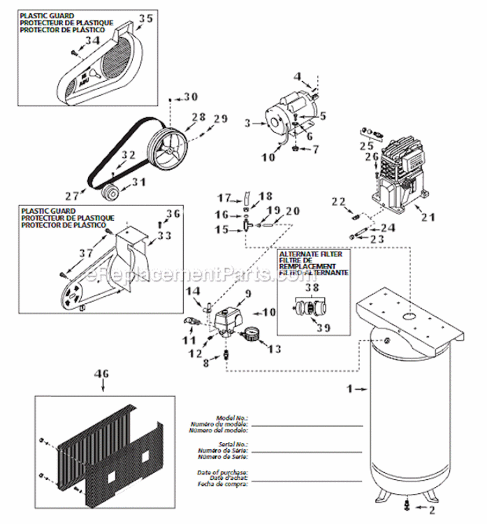 Campbell Hausfeld VT627504AJ Compressor - OEM Parts - eReplacementParts.com